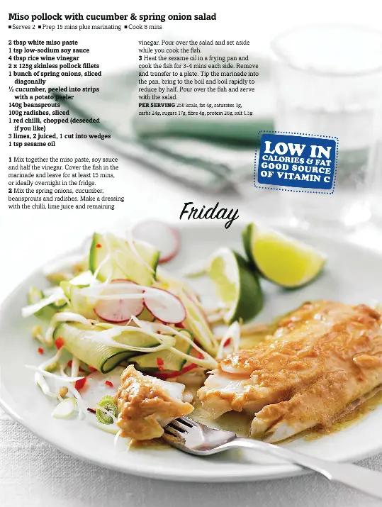 Miso pollock with cucumber & spring onion salad - PressReader