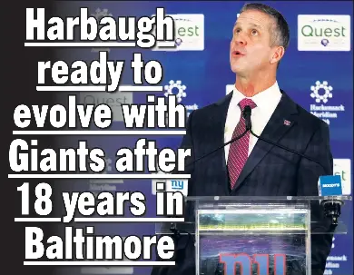 Harbaugh ready to evolve with Giants after 18 years in Baltimore ...