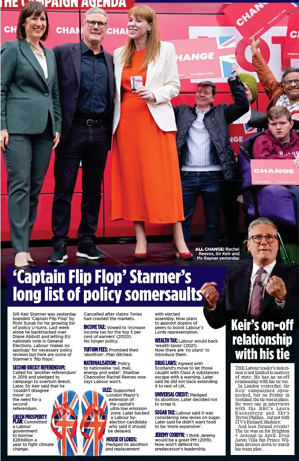 ‘Captain Flip Flop’ Starmer’s long list of policy somersault­s - PressReader