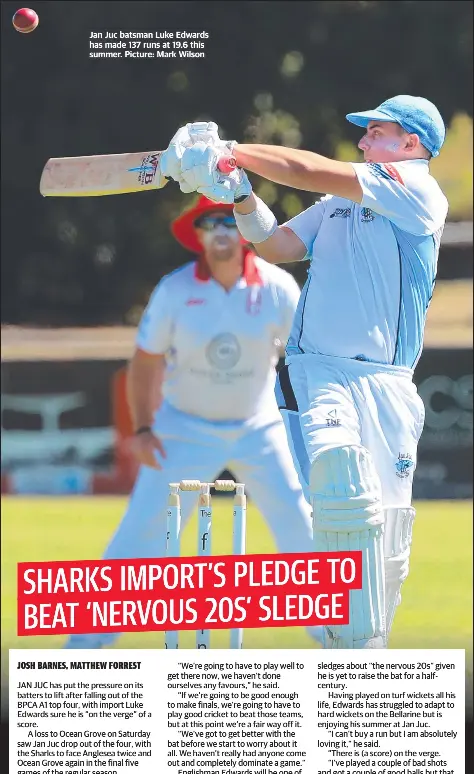 SHARKS IMPORT’S PLEDGE TO BEAT ‘NERVOUS 20S’ SLEDGE - PressReader