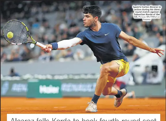 Alcaraz fells Korda to book fourth-round spot - PressReader