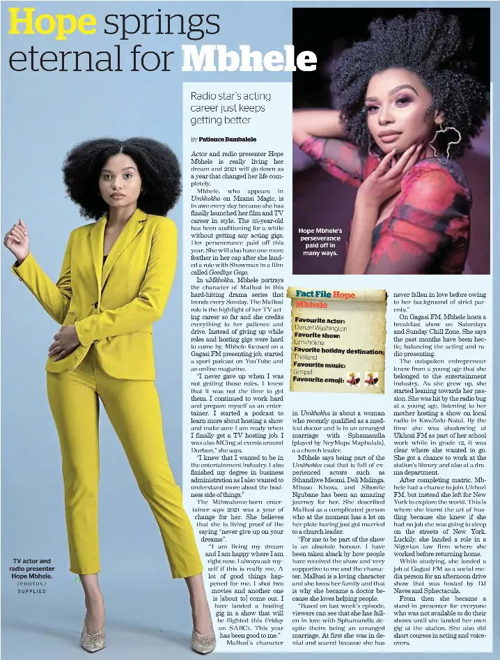 Hope springs eternal for Mbhele - PressReader