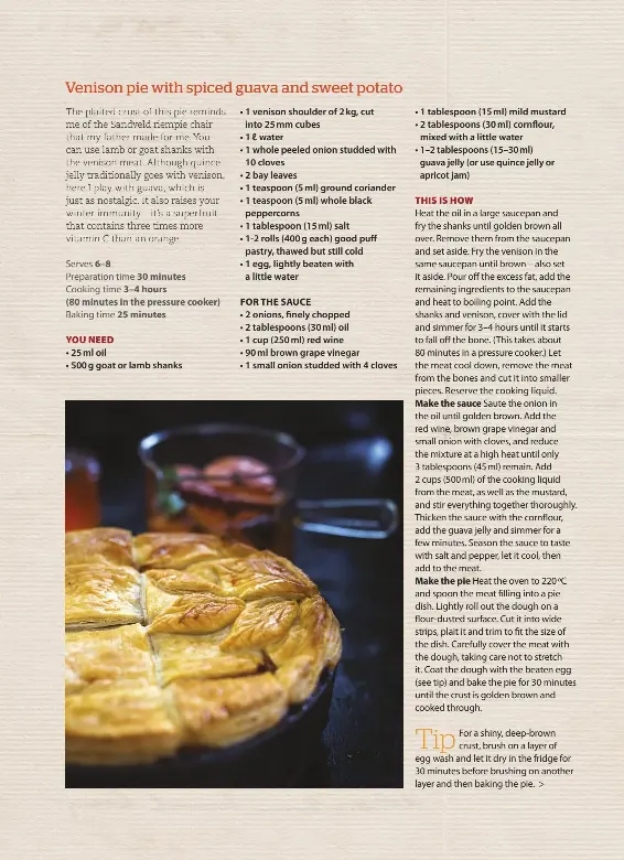 Venison pie with spiced guava and sweet potato - PressReader