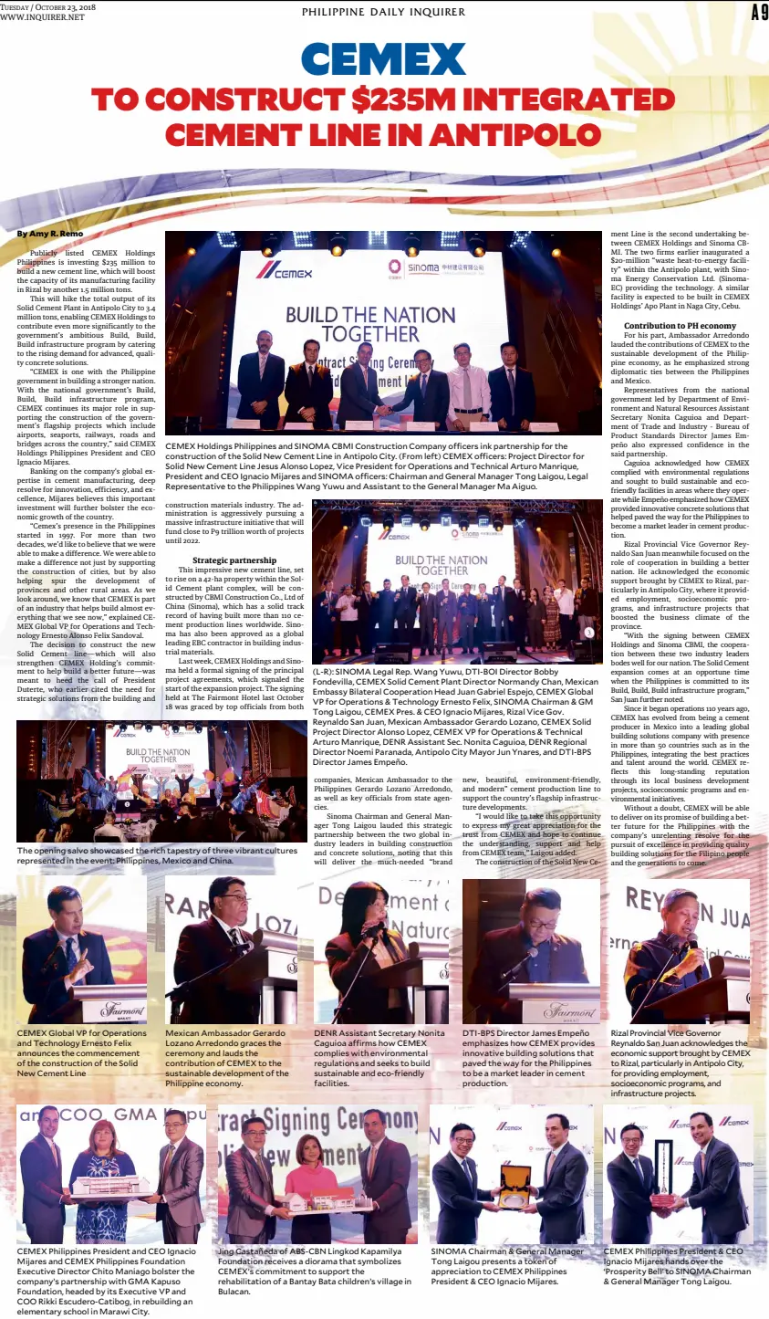 TO CONSTRUCT $235M INTEGRATED CEMENT LINE IN ANTIPOLO - PressReader