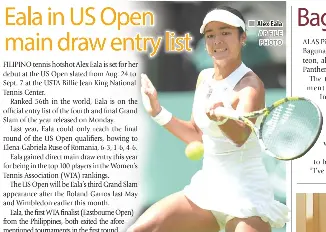 Eala in US Open main draw entry list - PressReader