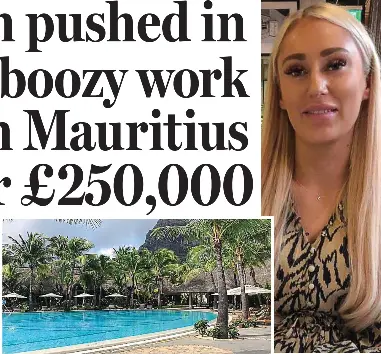 Woman pushed in pool at boozy work party in Mauritius sues for £250,000 ...