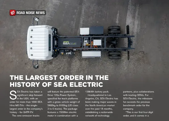 THE LARGEST ORDER IN THE HISTORY OF SEA ELECTRIC - PressReader