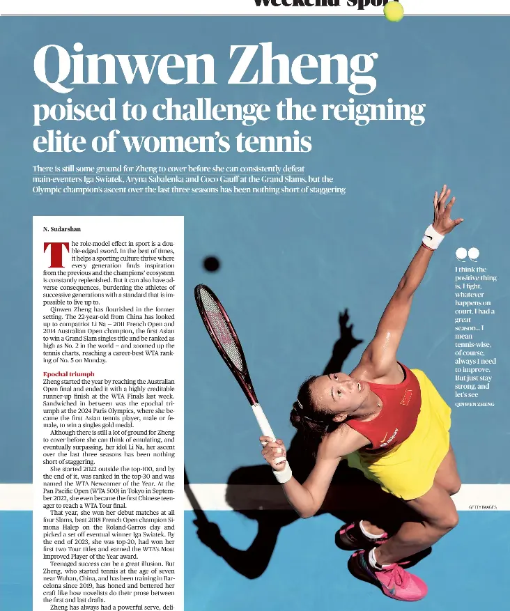Qinwen Zheng poised to challenge the reigning elite of women’s tennis - PressReader