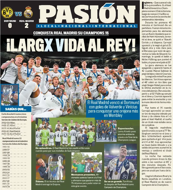 ¡LARGXVIDA AL REY! El Real Madrid venció al Dortmund con goles de Valverde y Vinícius para ...