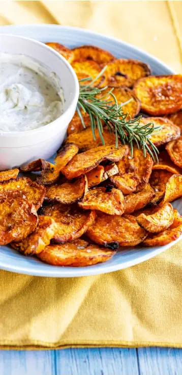 Air Fryer Sweet Potato Chips with Rosemary Dipping Sauce - PressReader