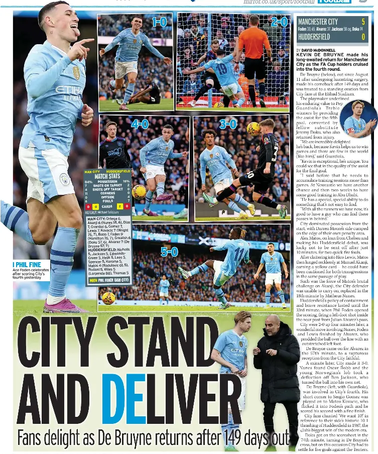 CITY STAND AND DELIVER Fans delight as De Bruyne returns after 149 days out - PressReader