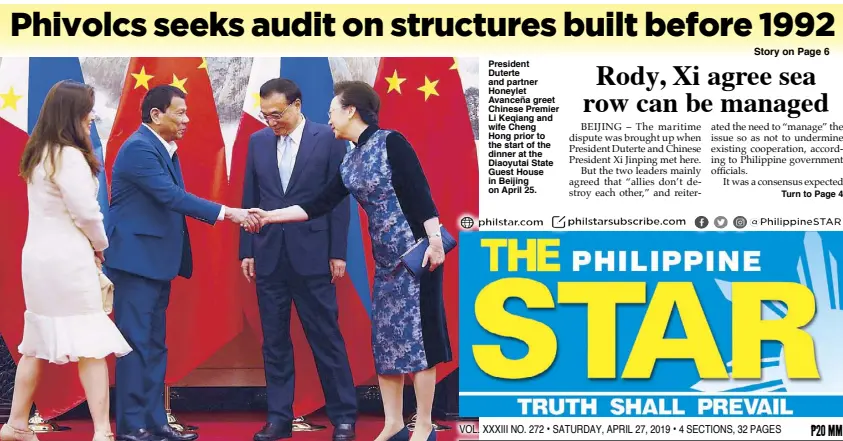 Rody, Xi agree sea row can be managed - PressReader