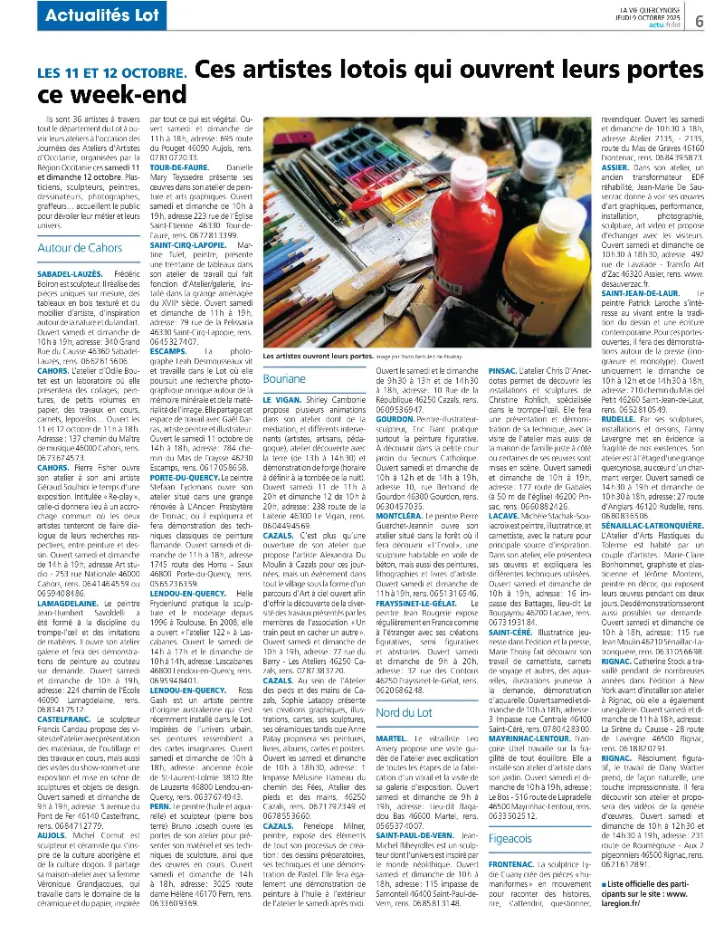 Ces artistes lotois qui ouvrent leurs portes ce week-end - PressReader