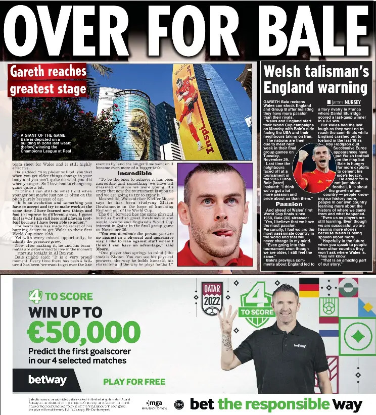 OVER FOR BALE Welsh talisman’s England warning - PressReader