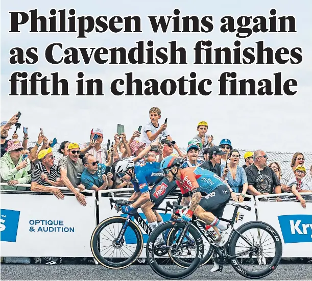 Philipsen wins again as Cavendish finishes fifth in chaotic finale - PressReader