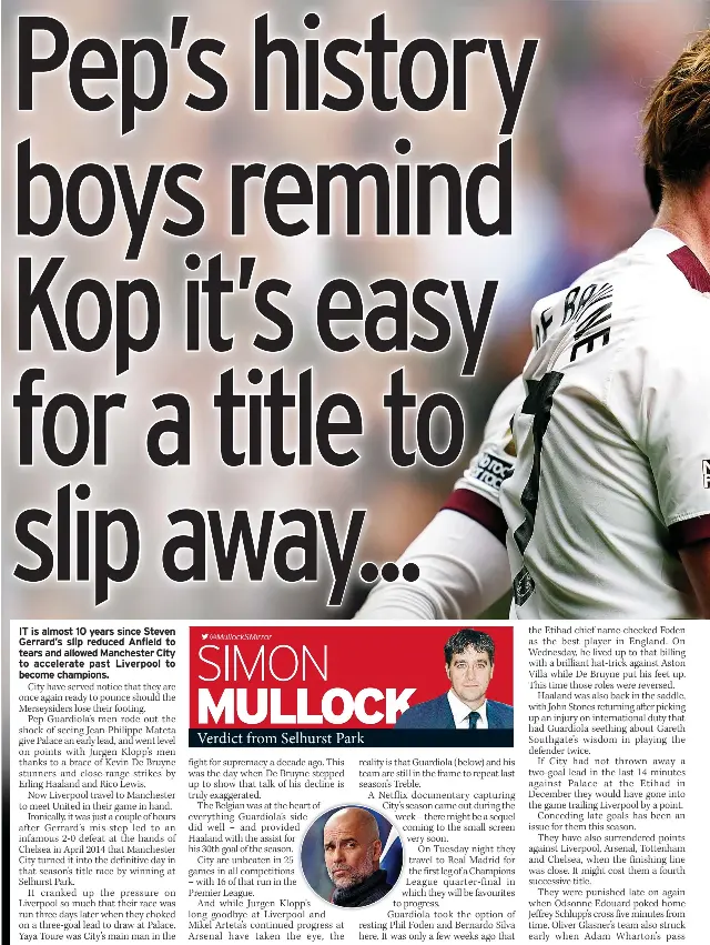 Pep’s history boys remind Kop it’s easy for a title to slip away... - PressReader