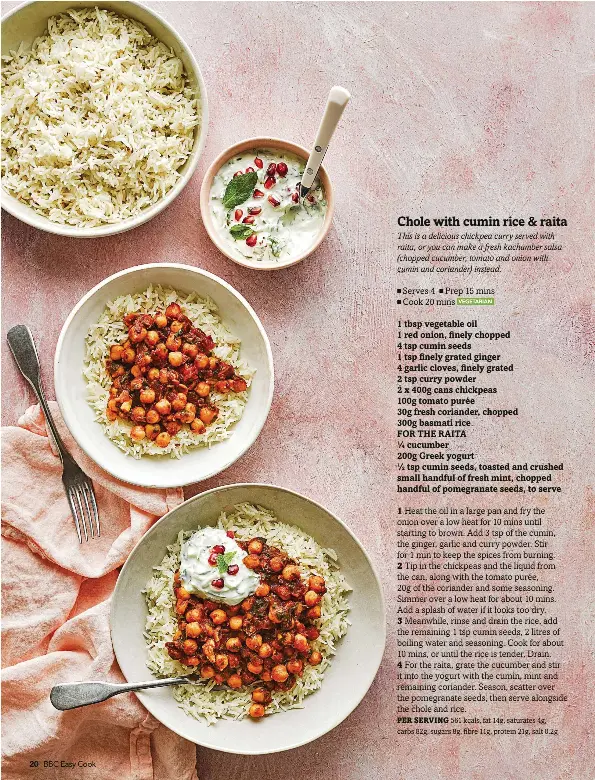 Chole with cumin rice & raita - PressReader