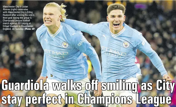 Guardiola walks off smiling as City stay perfect in Champions League ...