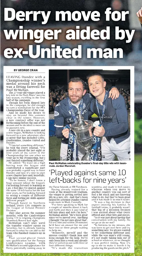 Derry move for winger aided by ex-United man - PressReader