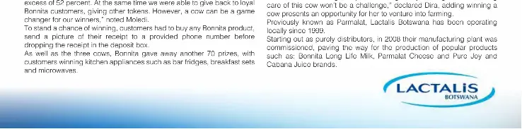 LACTALIS BOTSWANA AWARD ‘BONNITA WIN A COW’ WINNERS - PressReader