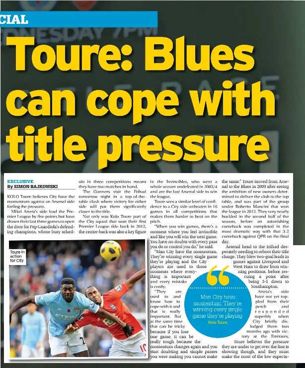 Toure: Blues can cope with title pressure - PressReader