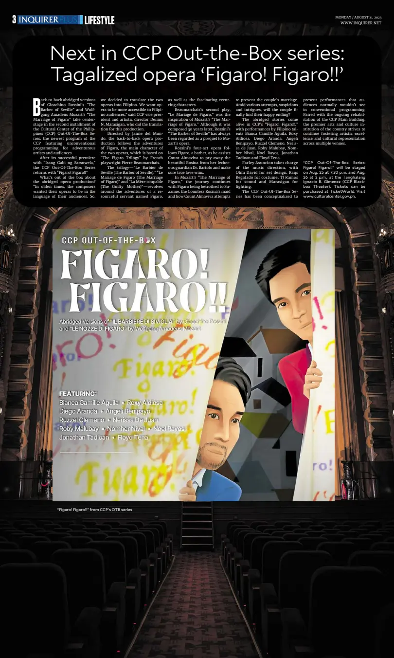 Next in CCP Out-the-Box series: Tagalized opera ‘Figaro! Figaro ...