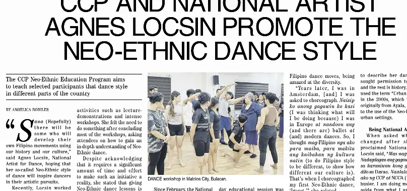 CCP AND NATIONAL ARTIST AGNES LOCSIN PROMOTE THE NEO-ETHNIC DANCE STYLE ...
