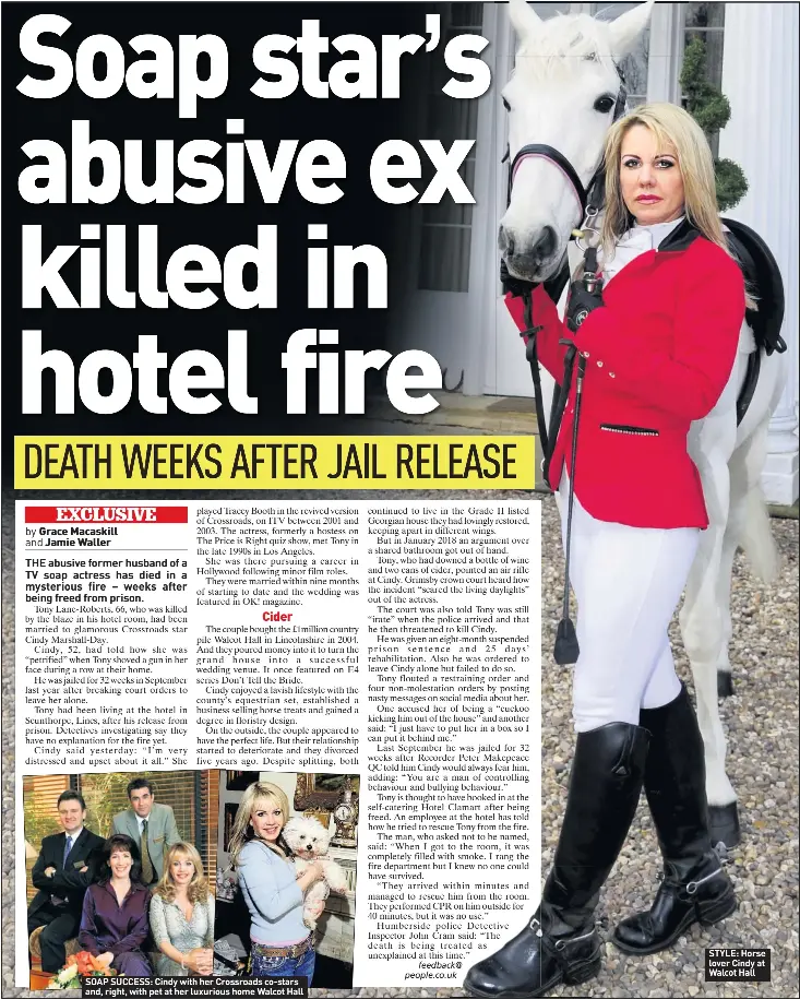 Soap star’s abusive ex killed in hotel fire DEATH WEEKS AFTER JAIL ...