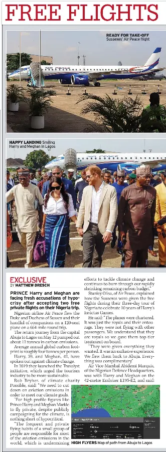 FREE FLIGHTS PUMP OUT 12 TONNES OF CARBON HARRY & MEG HEIR MILES - PressReader