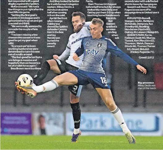 Striker transfers to wing back as Ayr return to their winning ways ...