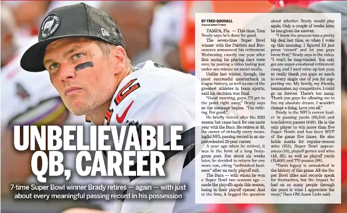 UNBELIEVAB­LE QB, CAREER - PressReader