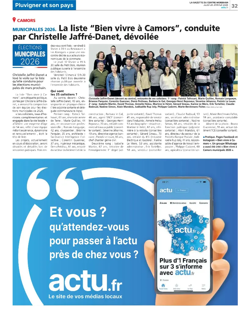 La liste “Bien vivre à Camors”, conduite par Christelle Jaffré-Danet ...