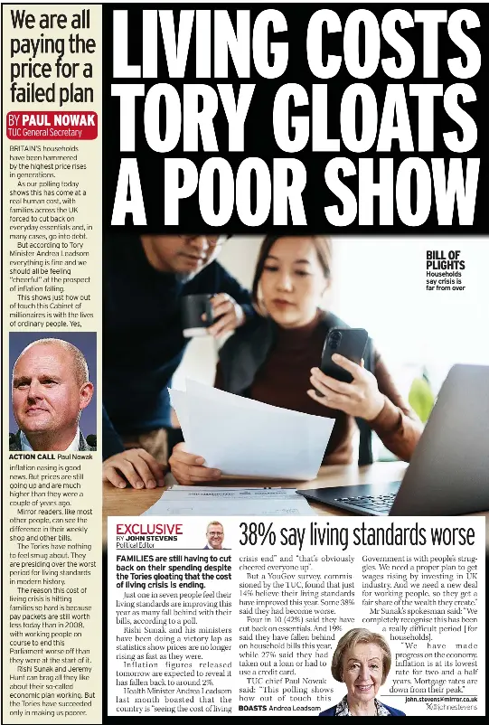 LIVING COSTS TORY GLOATS A POOR SHOW - PressReader