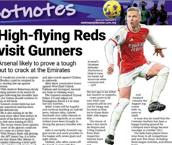 High-flying Reds visit Gunners - PressReader