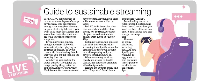 Guide to sustainabl­e streaming - PressReader