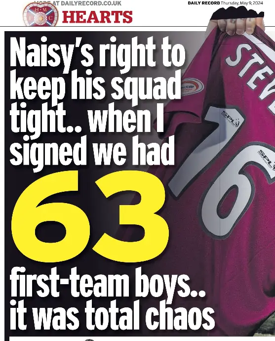 Naisy’s right to keep his squad tight.. when I signed we had 63 first-team boys.. it was total ...