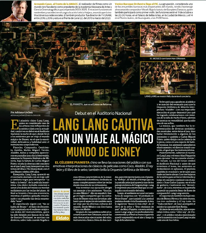 Debut en el Auditorio Nacional Lang Lang cautiva con un viaje al mágico mundo de Disney ...