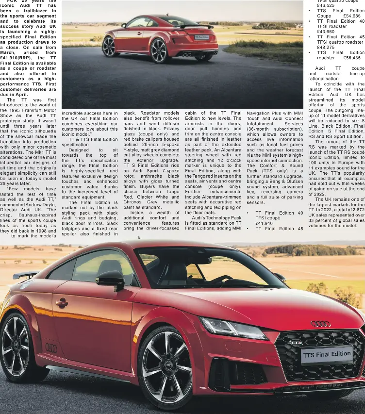 Audi UK announces TT Final Edition: 25 years of a design icon - PressReader