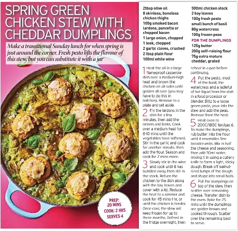 SPRING GREEN CHICKEN STEW WITH CHEDDAR DUMPLINGS - PressReader