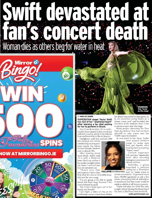 Swift devastated at fan’s concert death - PressReader