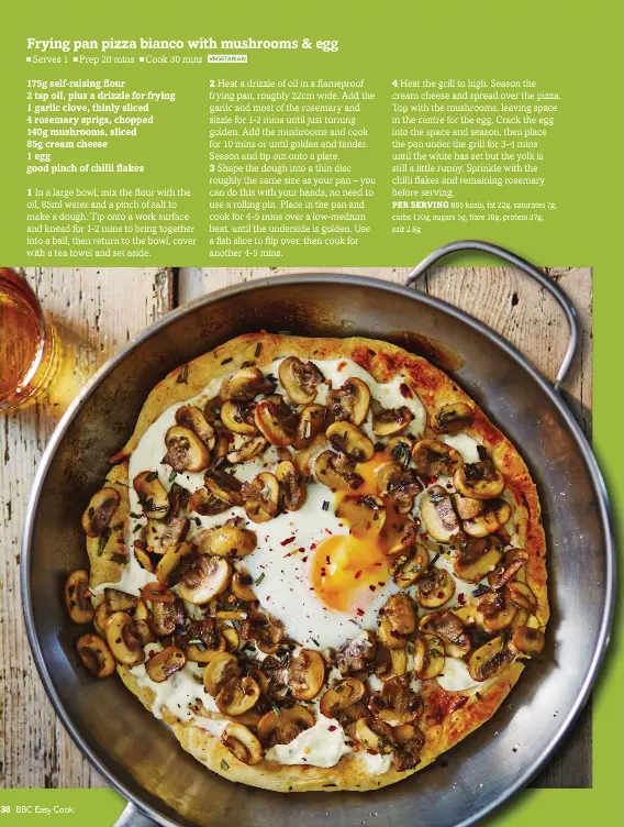 Frying pan pizza bianco with mushrooms & egg - PressReader