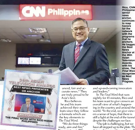 Rico Hizon secures double victory at Asian TV Awards - PressReader