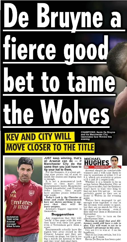 DE BRUYNE A FIERCE GOOD BET TO TAME THE WOLVES - PressReader