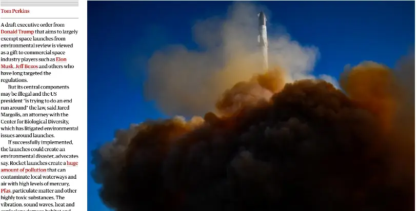 Trump’s space order risks environmen­tal disaster while rewarding Musk and Bezos, experts say ...