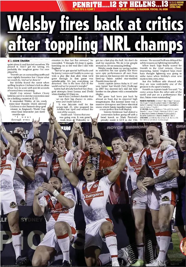 Welsby fires back at critics after toppling NRL champs - PressReader