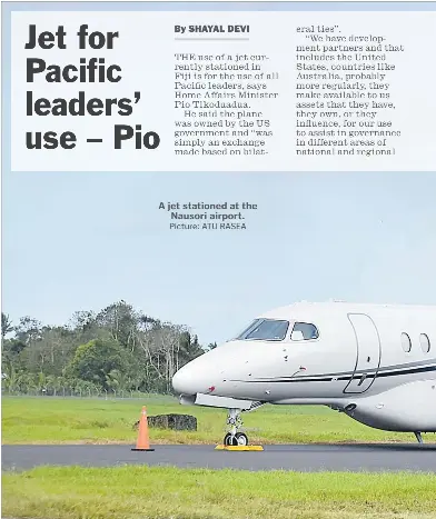 SHOPPER Sanday returns Jet for Pacific leaders’ use – Pio - PressReader