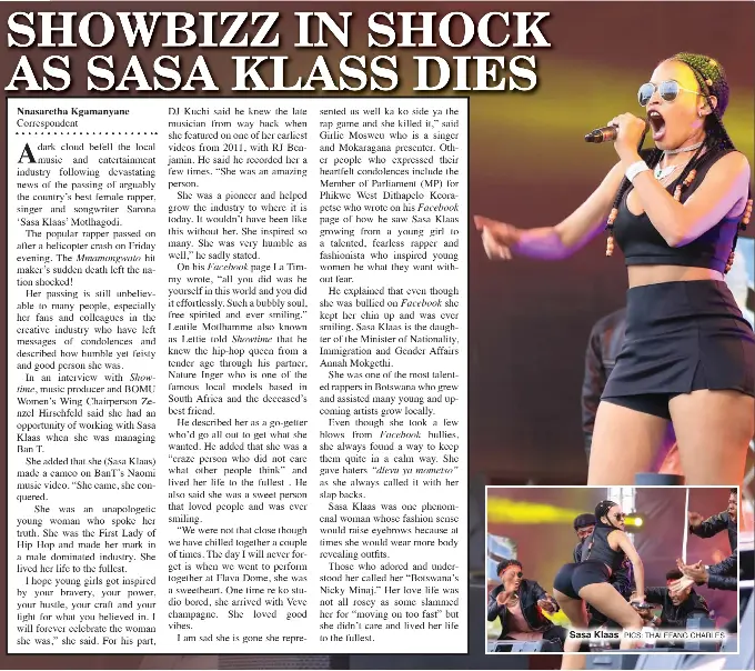 SHOWBIZZ IN SHOCK AS SASA KLASS DIES - PressReader