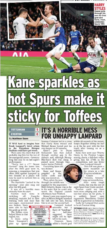 Kane sparkles as hot Spurs make it sticky for Toffees - PressReader
