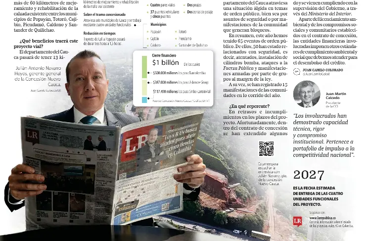 “Con la doble calzada, viajar entre Cali y Popayán ahora tomará 90 ...