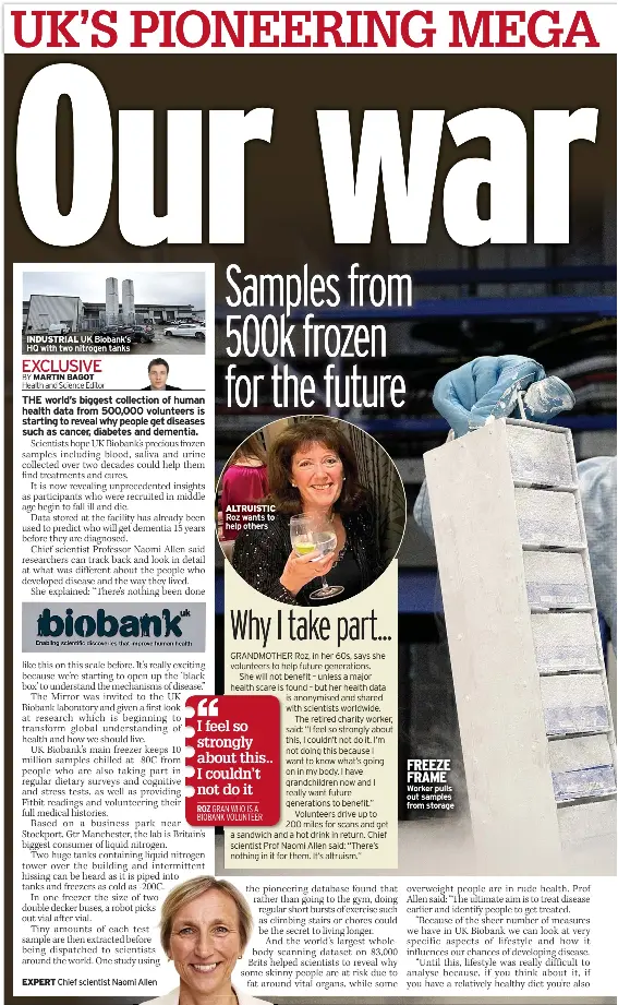 Our war on disease Samples from 500k frozen for the future - PressReader
